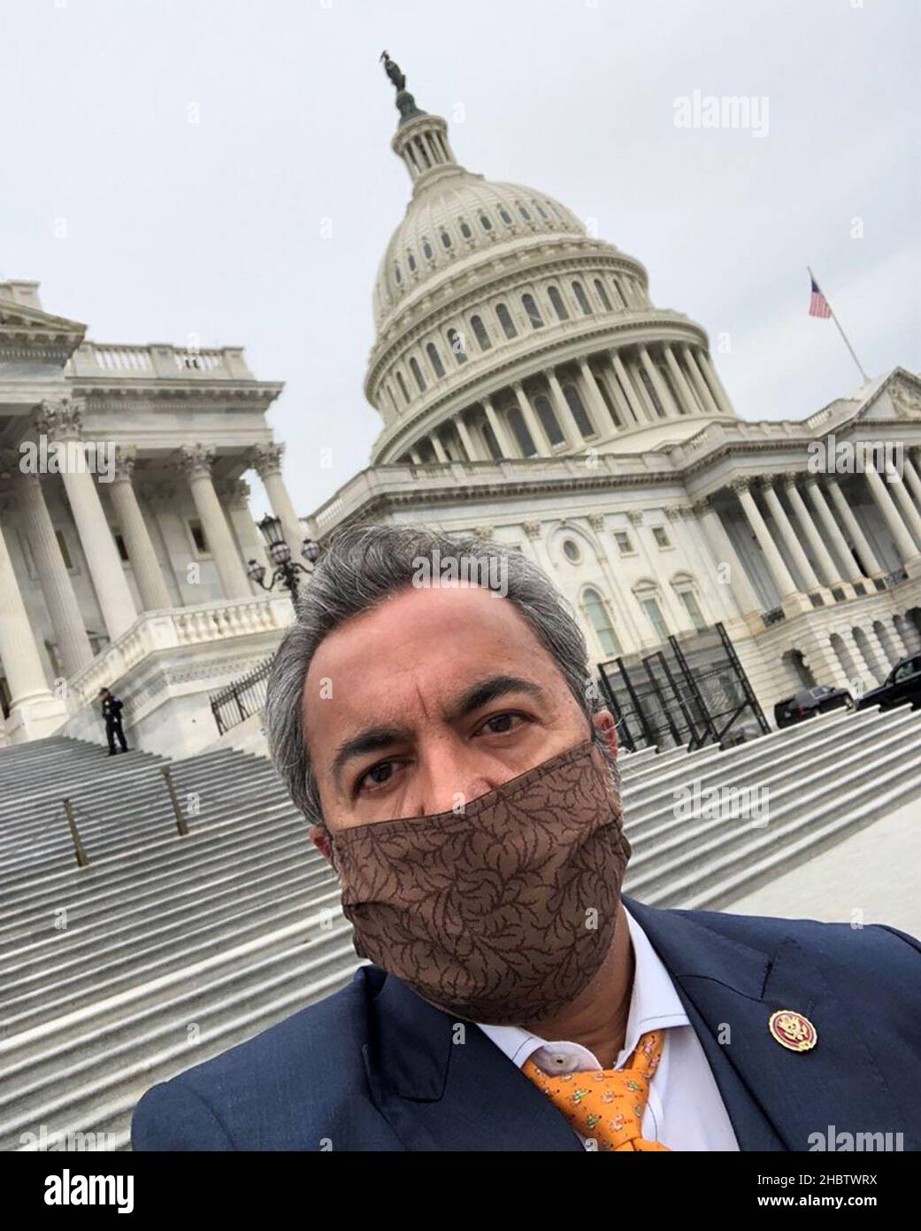Congressman Ami Bera wearing face mask at US Capitol ca. 23 April 2020 ...