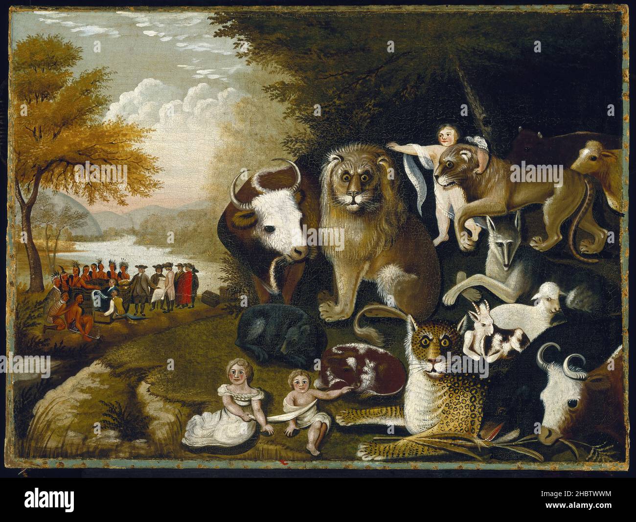 Edward Hicks - The Peaceable Kingdom Stock Photo - Alamy