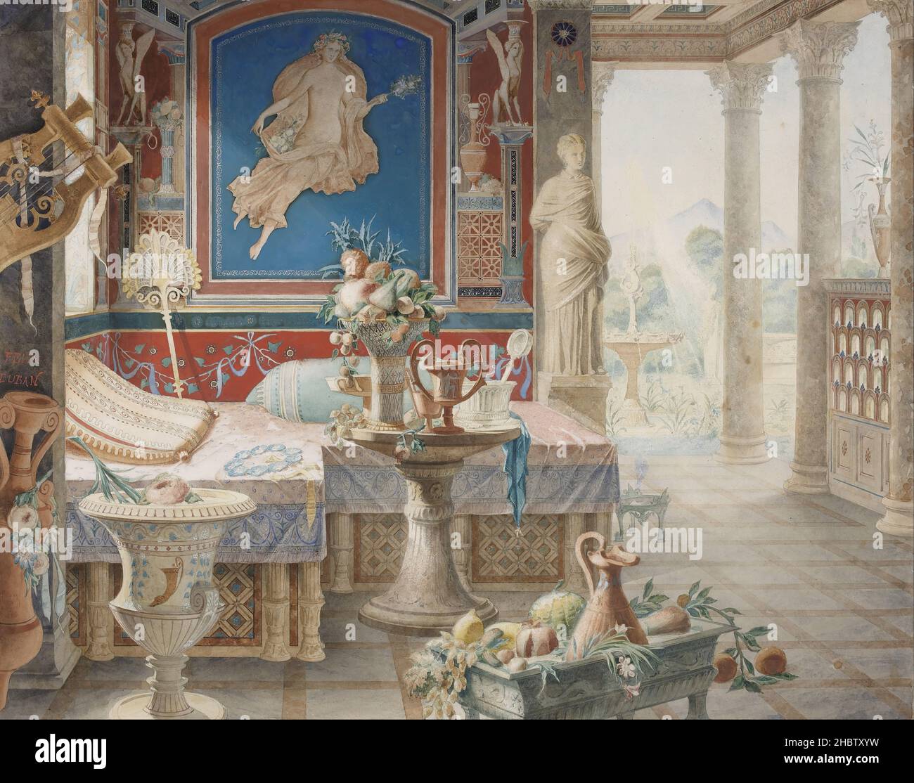 Félix Duban - Architectural Fantasy in the Style of Pompeii Stock Photo ...