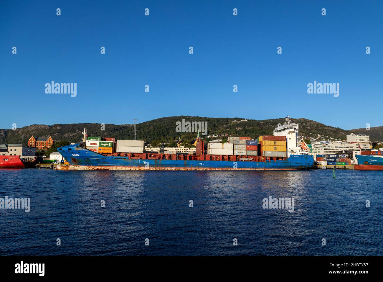 General cargo / container feeder vessel Orion at Dokkeskjaerskaien quay ...