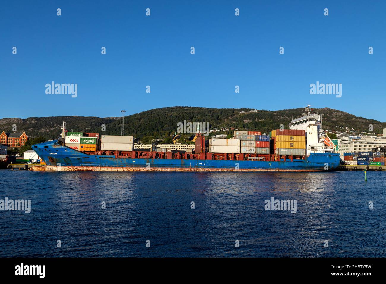 General cargo / container feeder vessel Orion at Dokkeskjaerskaien quay ...
