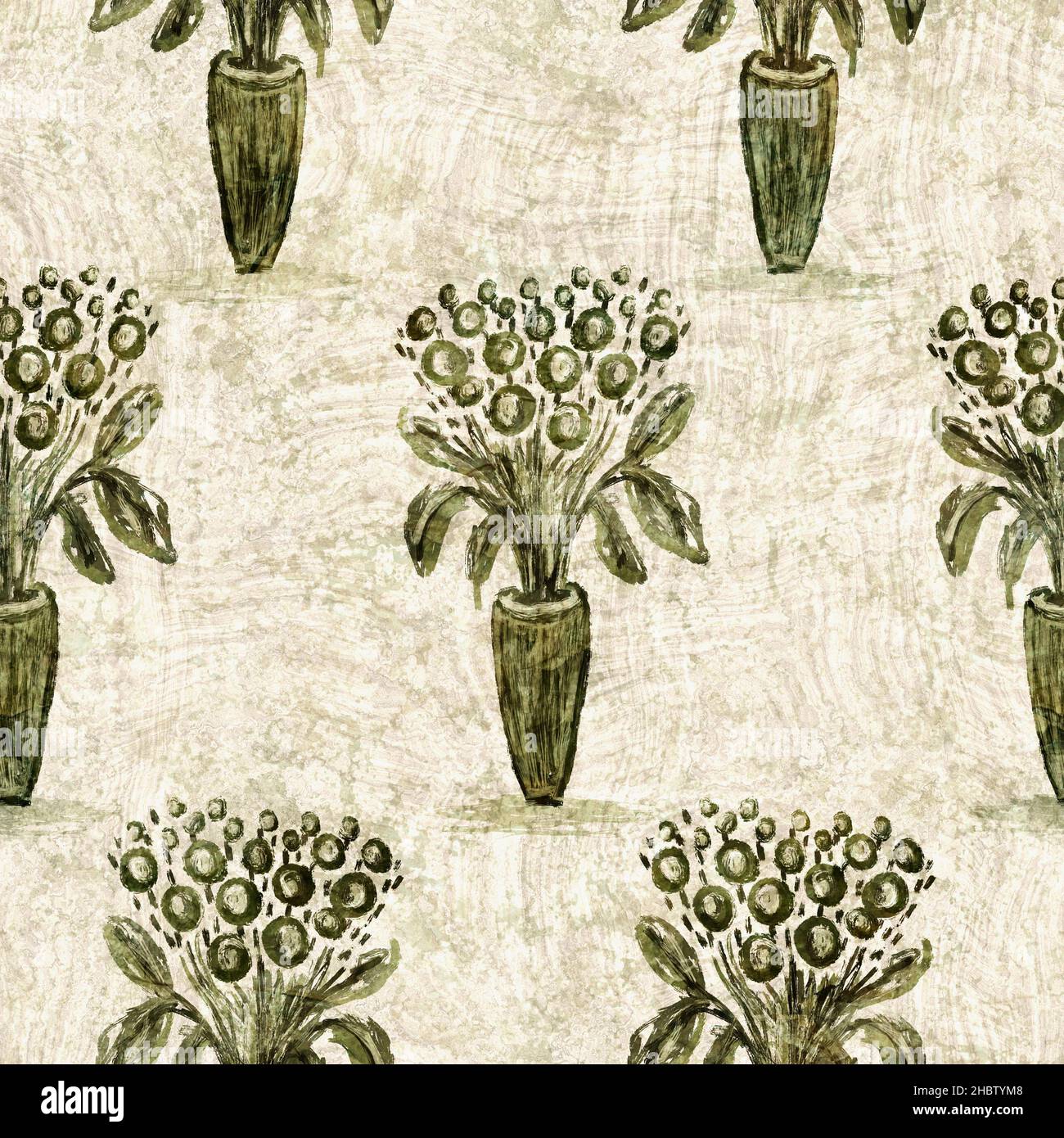 Desert plant on sand texture seamless raster pattern. Organic succulent ...
