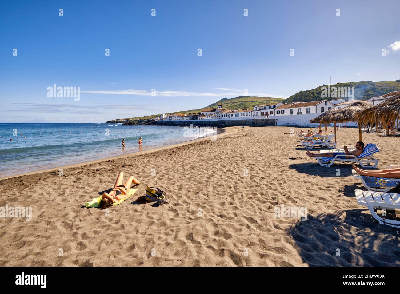 The beautiful sandy beach of Sao Mateus. Graciosa island, Azores ...