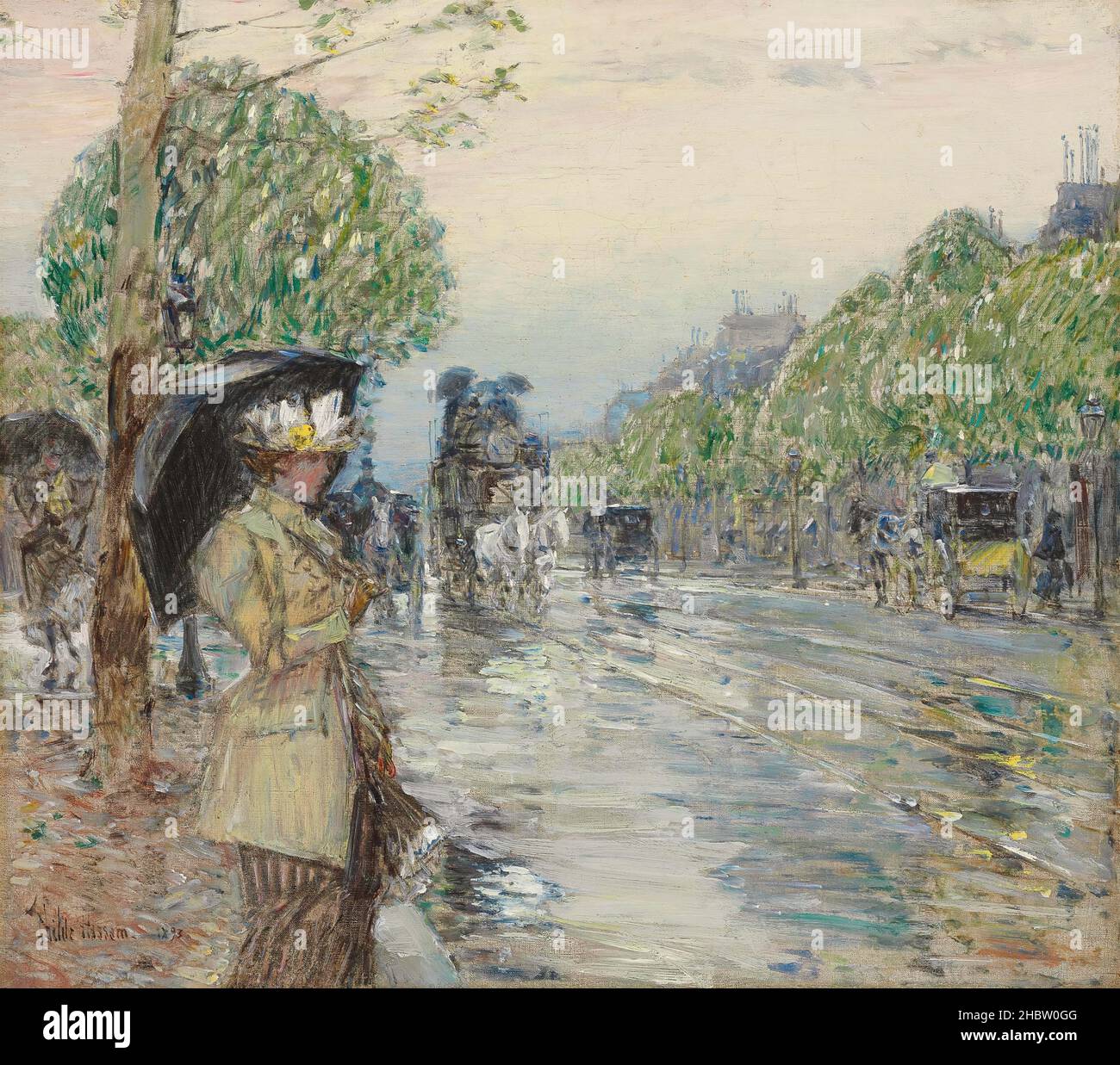 Hassam Childe - Private Collection - Rainy Day, On the Avenue - 1893 ...