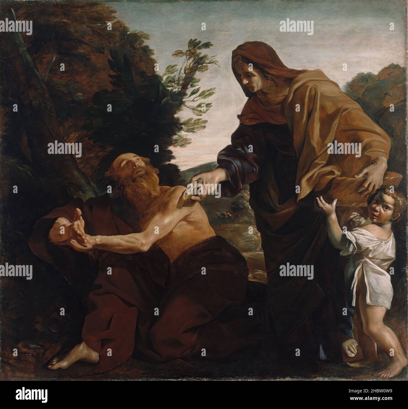 Giovanni Lanfranco (Italian - Elijah Receiving Bread from the Widow of ...