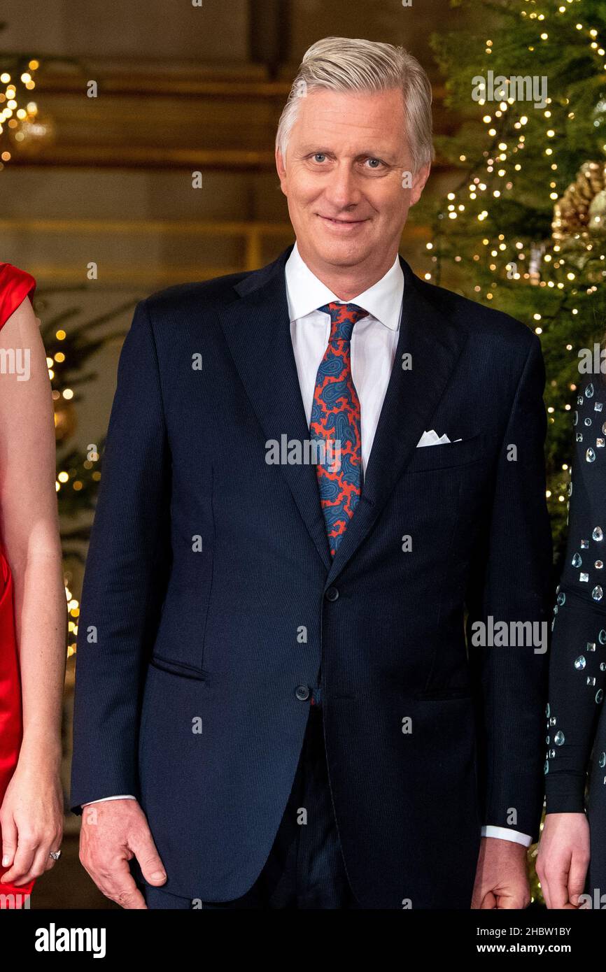 Brussels, Belgium - 21 Dec 2021, King Philippe, Filip of Belgium poses ...