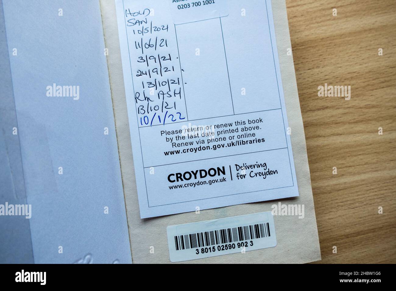 Croydon Council library book marking with return due date and book ...