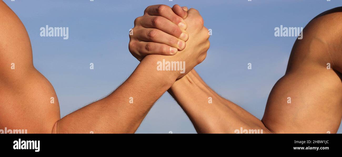 Arms wrestling, competition, strength comparison. Vs. People, leisure ...