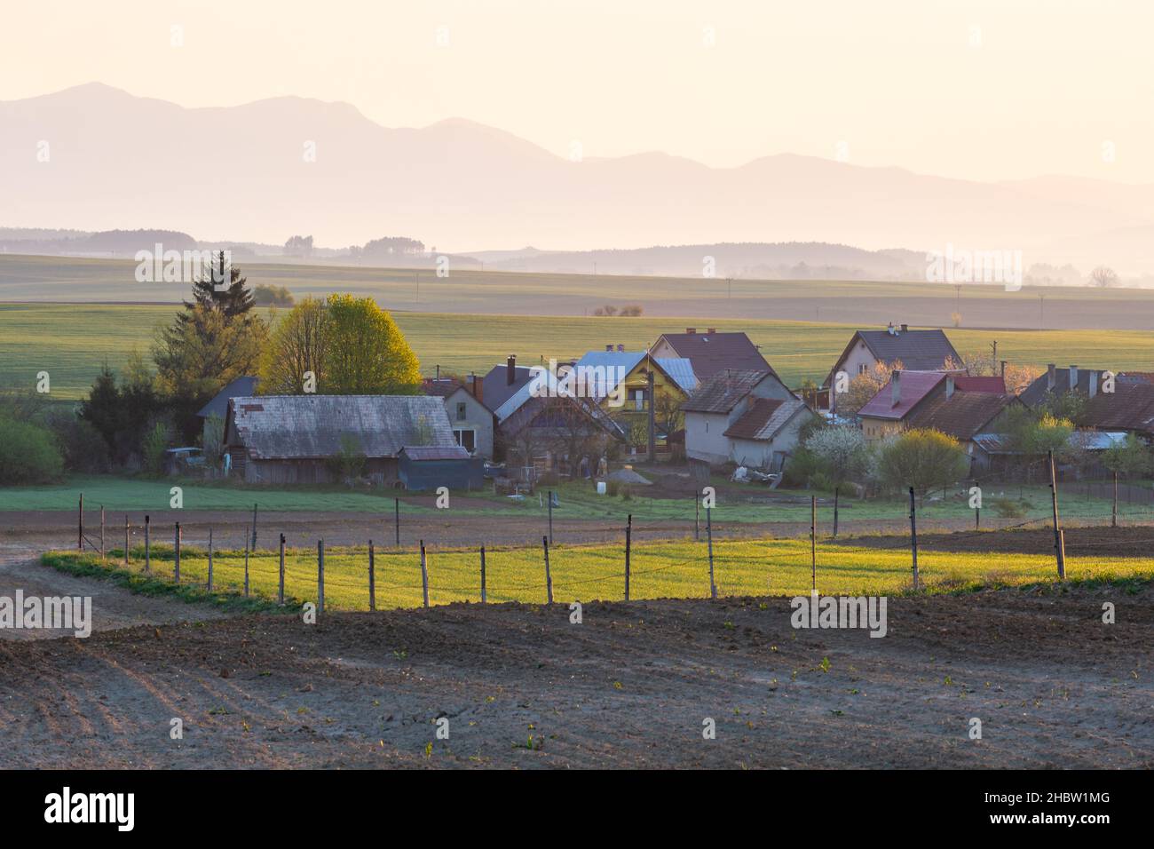 Liesno village and Mala Fatra mountains in northern Slovakia Stock ...