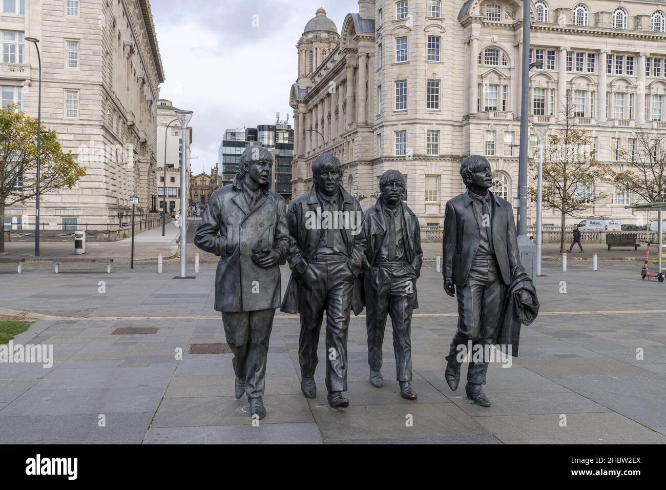 LIVERPOOL, UNITED KINGDOM - Nov 07, 2021: The famous Beatles statue in ...