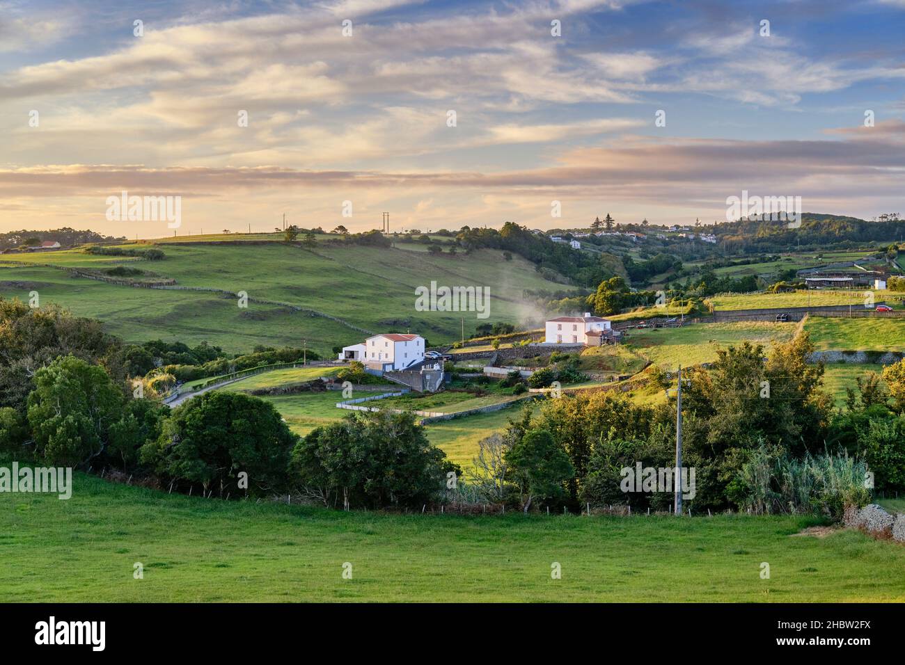 Sao Pedro parish. Traditional farm houses. Santa Maria island, Azores ...