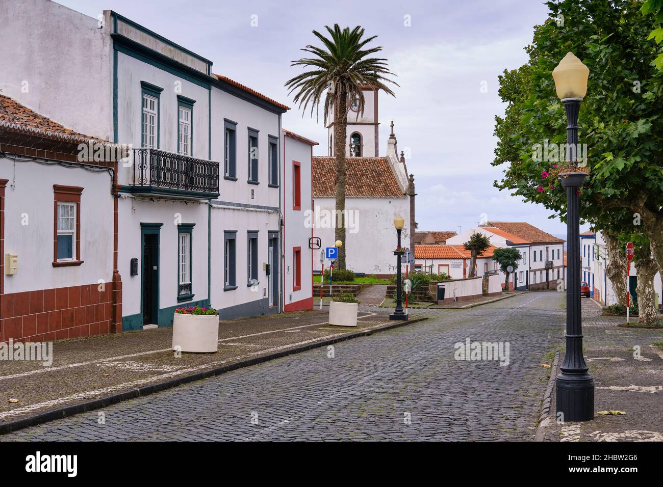 Traditional architecture in the main street of Vila do Porto. Santa ...