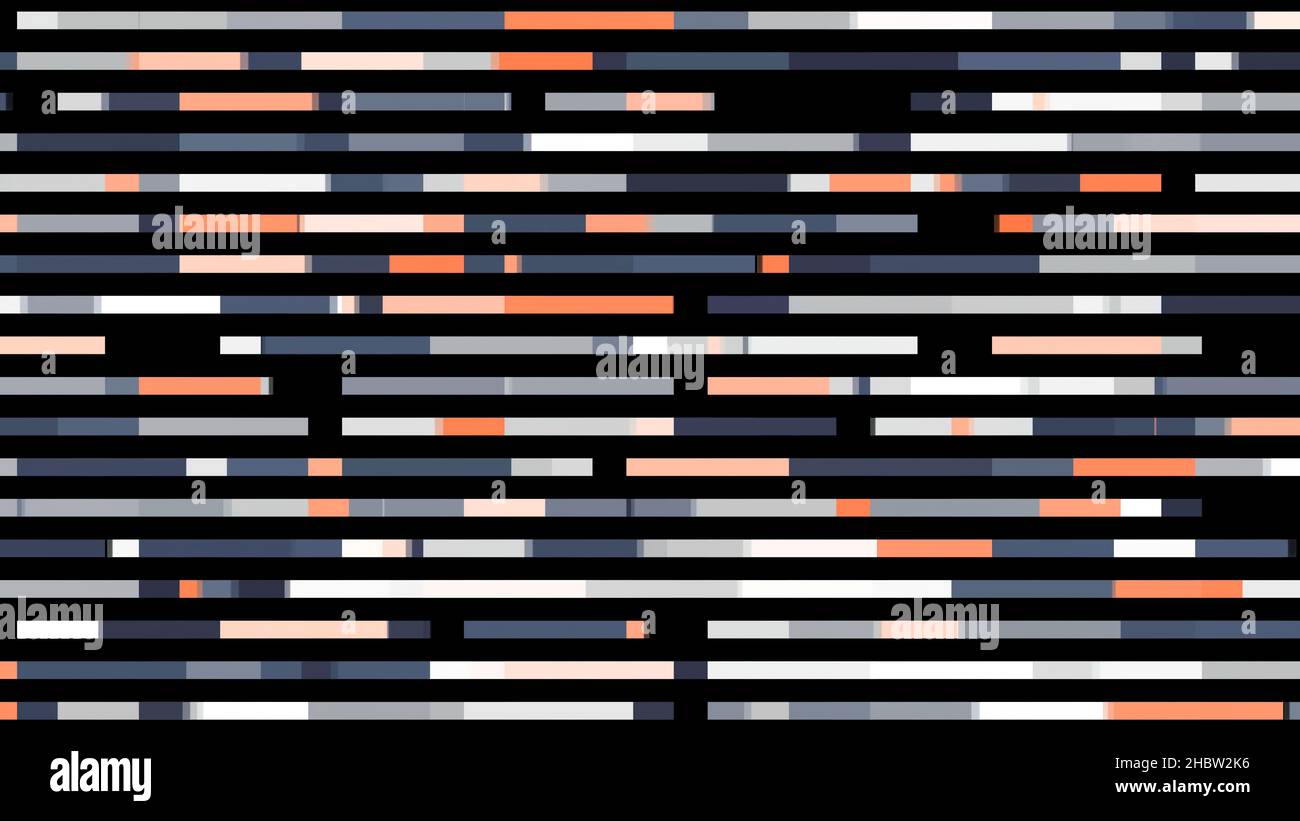 Abstract horizontal parallel rows of line segments moving intermittently into the same direction ...