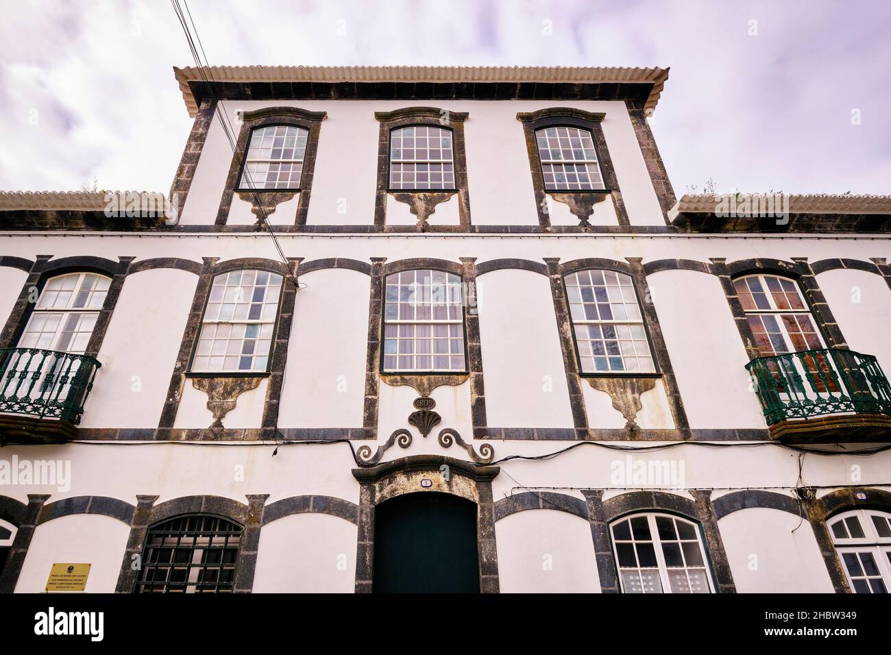 Traditional architecture in the old town of Santa Cruz. Graciosa island ...