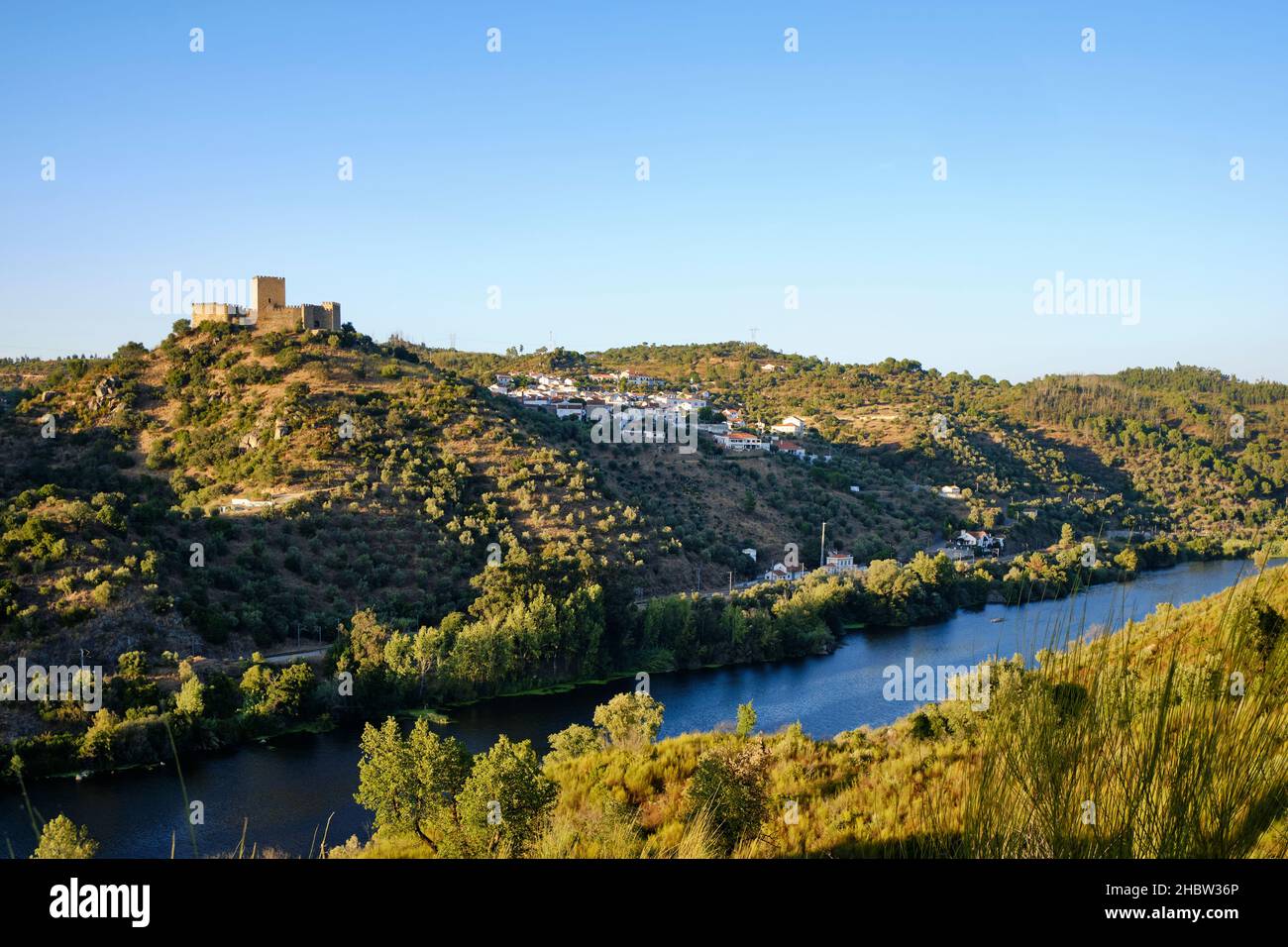 The 13th century castle of the fortified medieval village of Belver ...