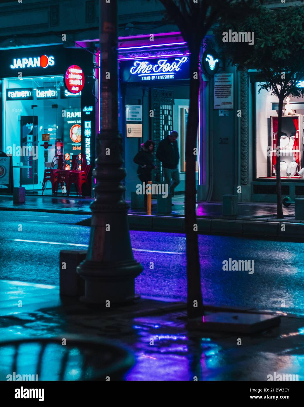 BUCHAREST, ROMANIA - Oct 12, 2021: A beautiful view of futuristic Neon ...