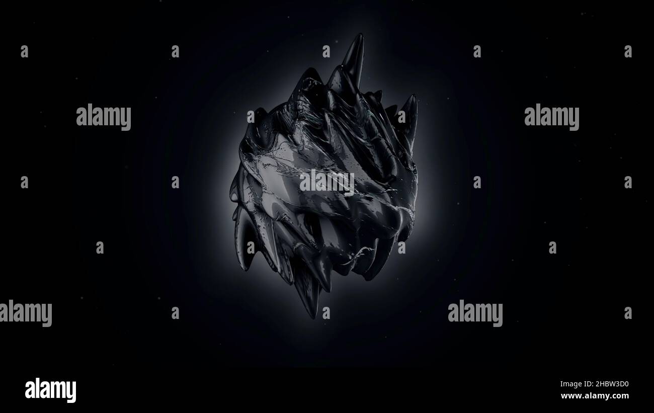 Abstract sphere. Dark Sphere is transforming into a needle-shaped ...