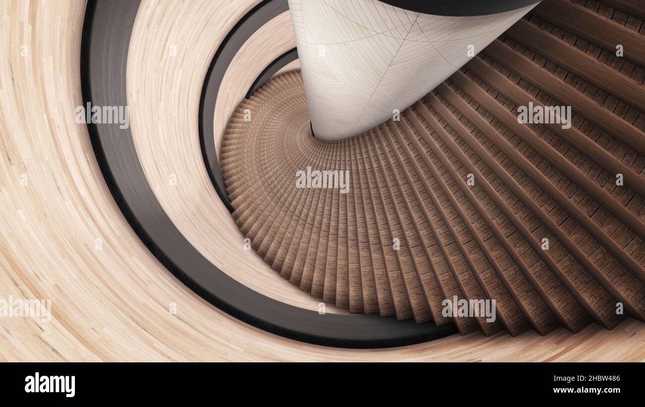 Abstract spiral ladder of brown color. Details of abstract interior ...