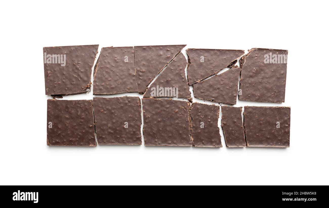 Broken chocolate bar. Dark chocolate isolated on white background Stock ...