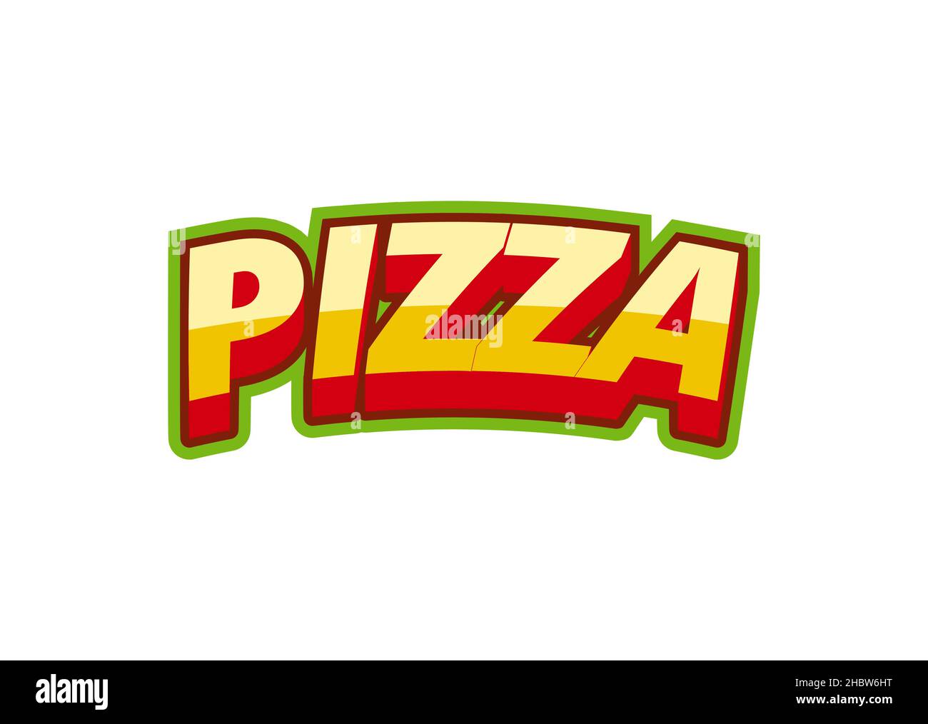 Multicolored lettering pizza in pop-art style for printing and ...