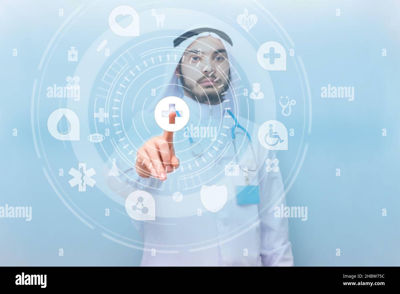 A man touching the Insurance policy sign Stock Photo - Alamy