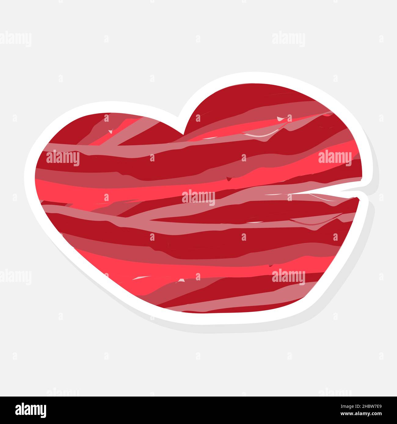 Cute abstract red heart sticker on white background Stock Vector Image ...