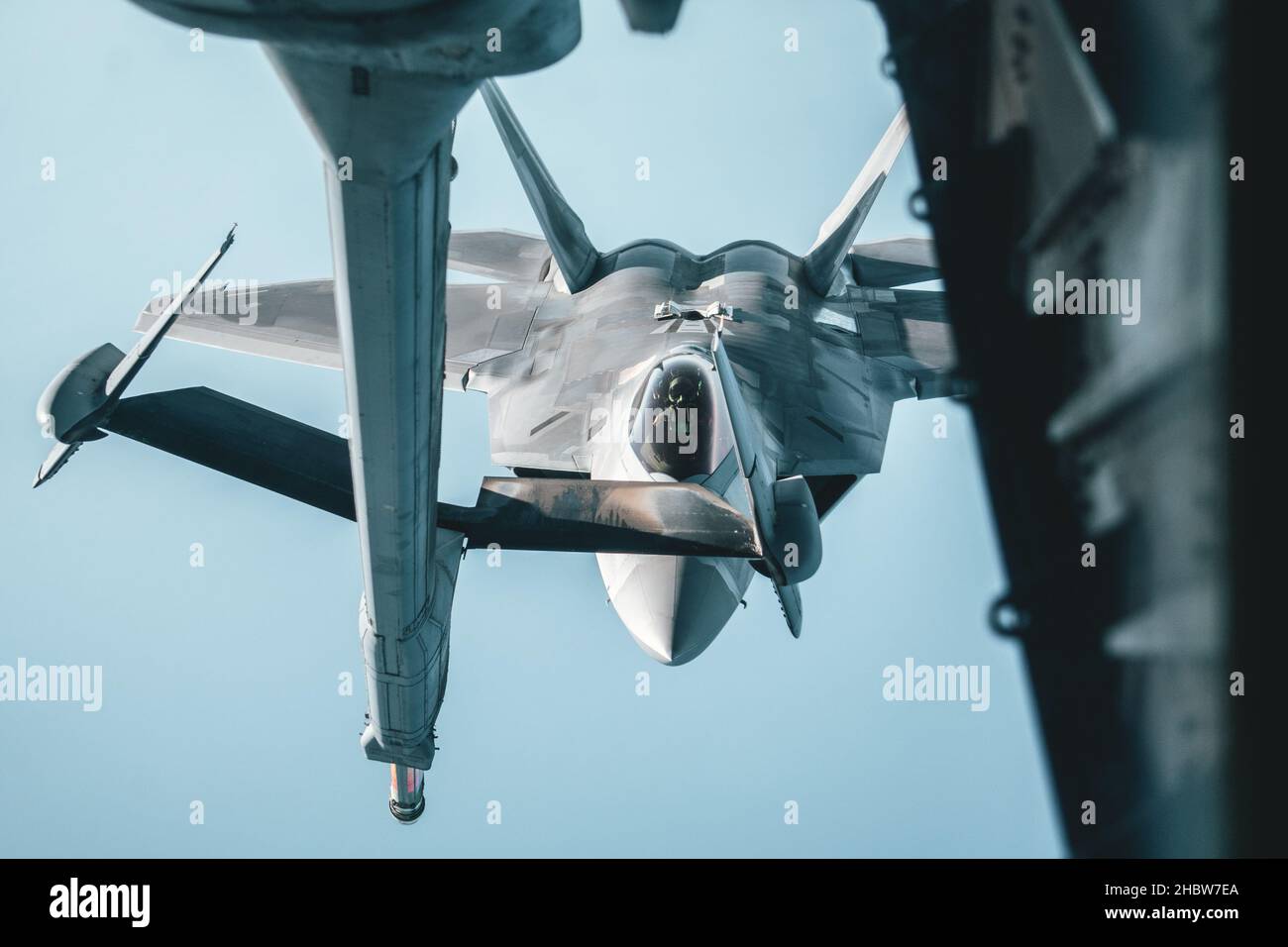 The pilot on the mission high in the sky in the cockpit of a Jetfighter ...