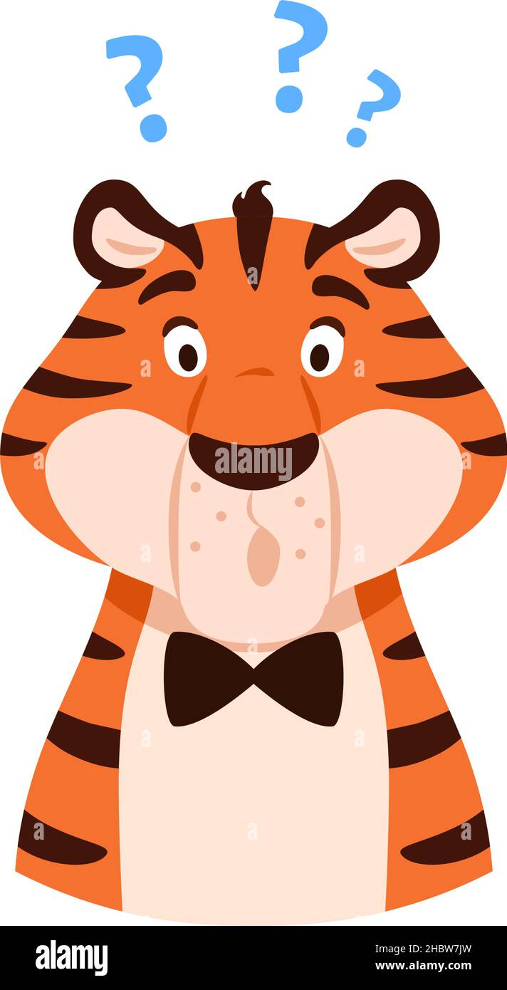 Surprised funny tiger portrait isolated on white Stock Vector Image ...