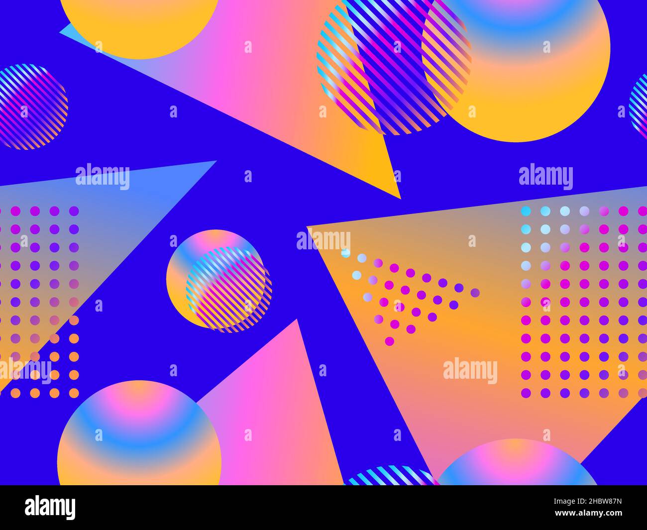 Seamless pattern with gradient geometric shapes in the style of the 80s ...
