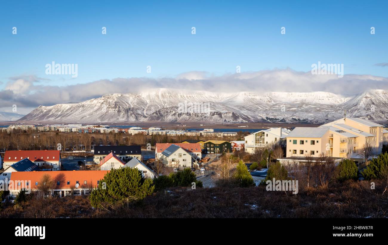 Reykjavik, Iceland - January 24, 2021: Reykjavik suburbs in winter ...