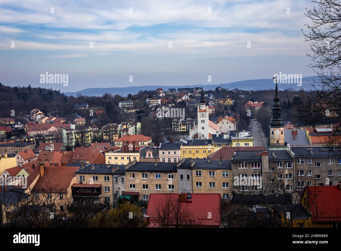 Bolkow, Poland - March 03, 2021: Winter panorama of a historical Bolkow ...