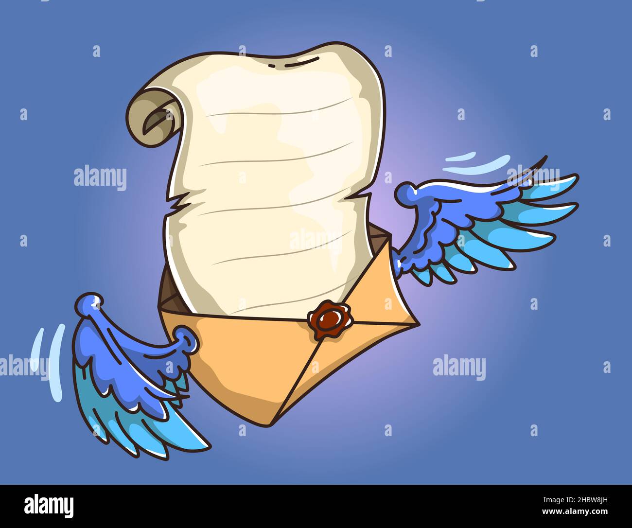 flying on wings open paper envelope with letter, mail with a paper ...