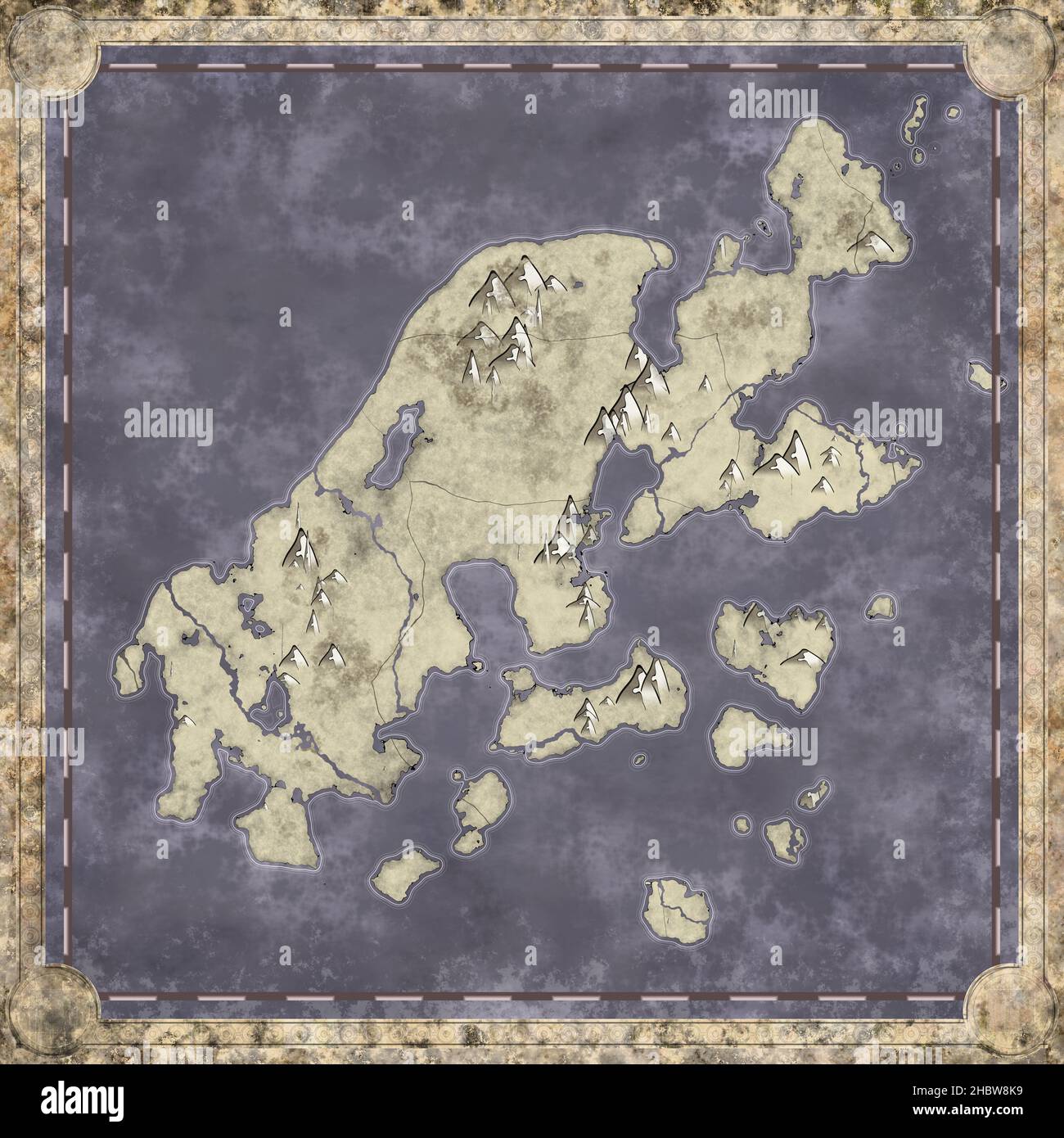 A colored illustration of a map of a fantasy island Stock Photo - Alamy