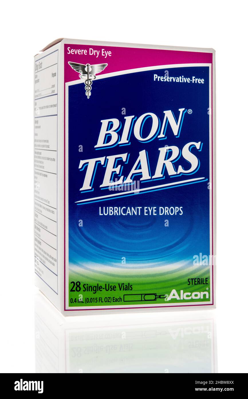 Winneconne, WI -14 December 2021: A package of Alcon bion tears ...