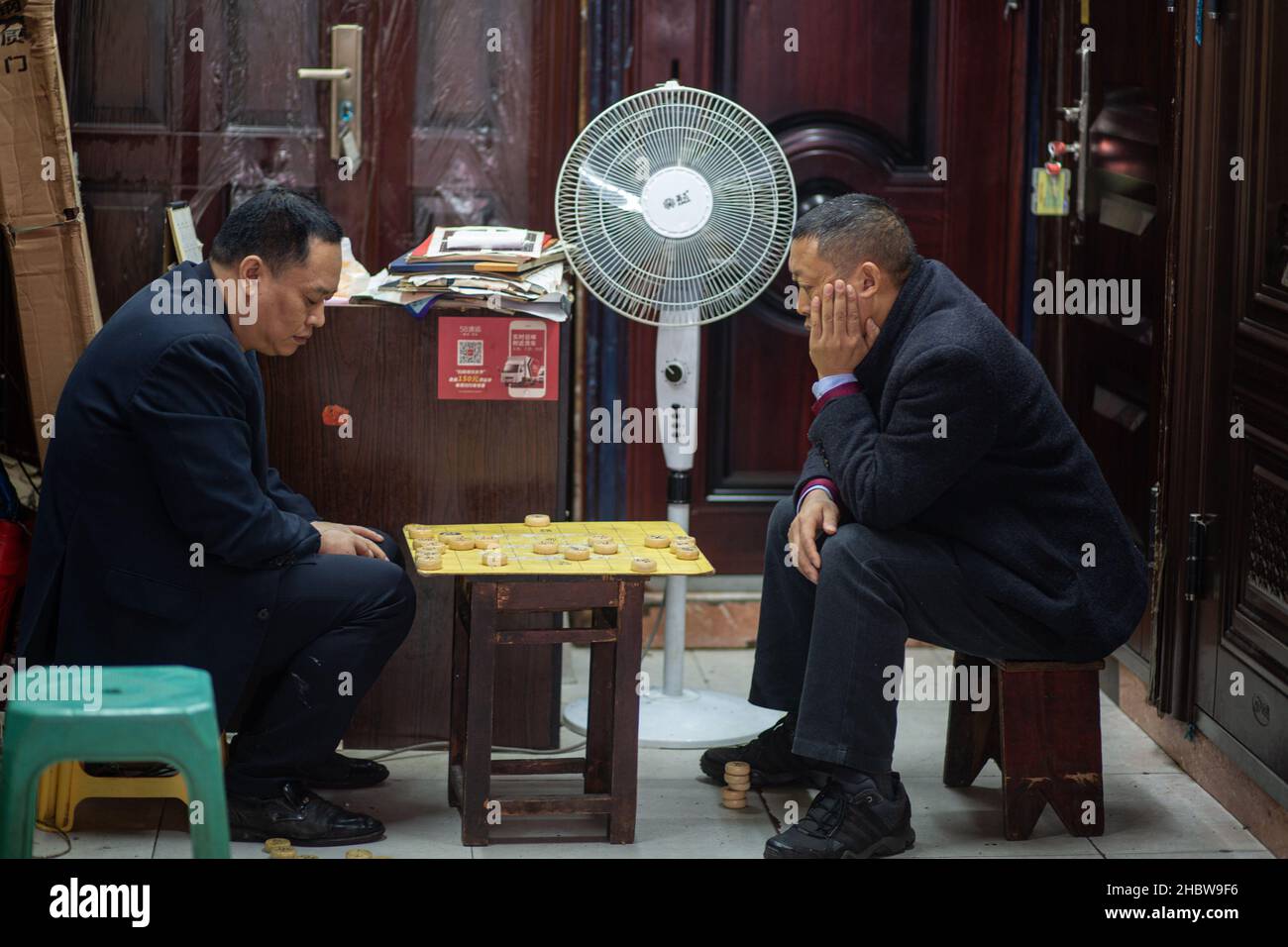 Two men playing cards. Chongqing Popular Republic of China 2019 Stock ...