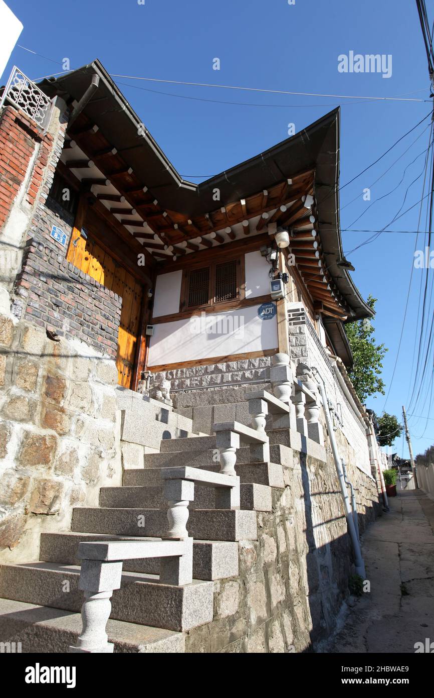 Bukchon Hanok Village in Seoul, South Korean, with traditionally built ...