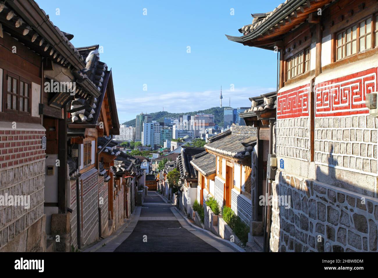 Bukchon Hanok Village in Seoul, South Korean, with traditionally built ...