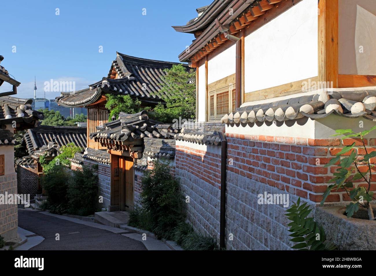 Bukchon Hanok Village in Seoul, South Korean, with traditionally built ...