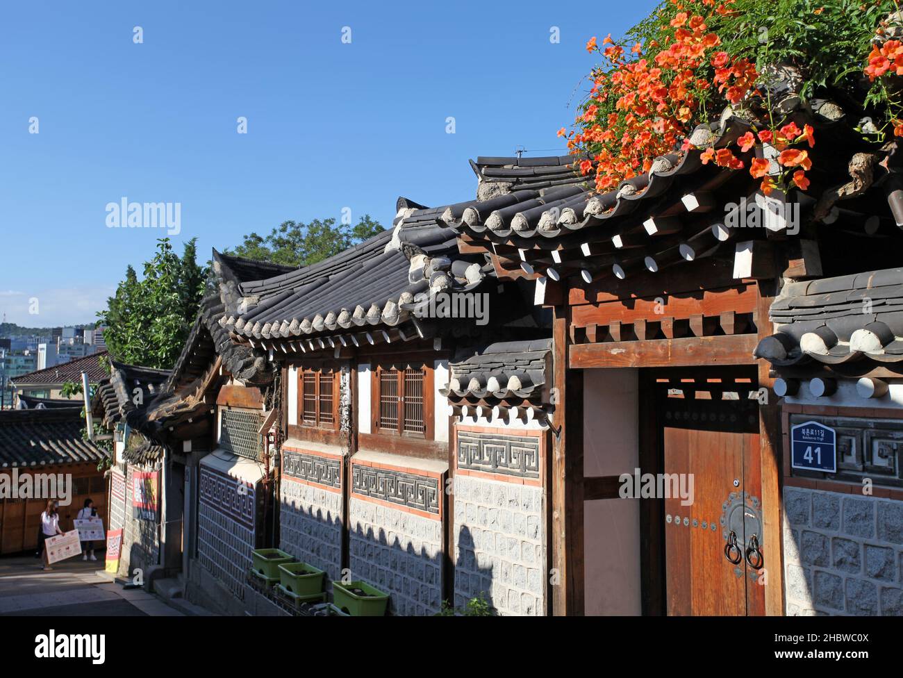 Bukchon Hanok Village in Seoul, South Korean, with traditionally built ...