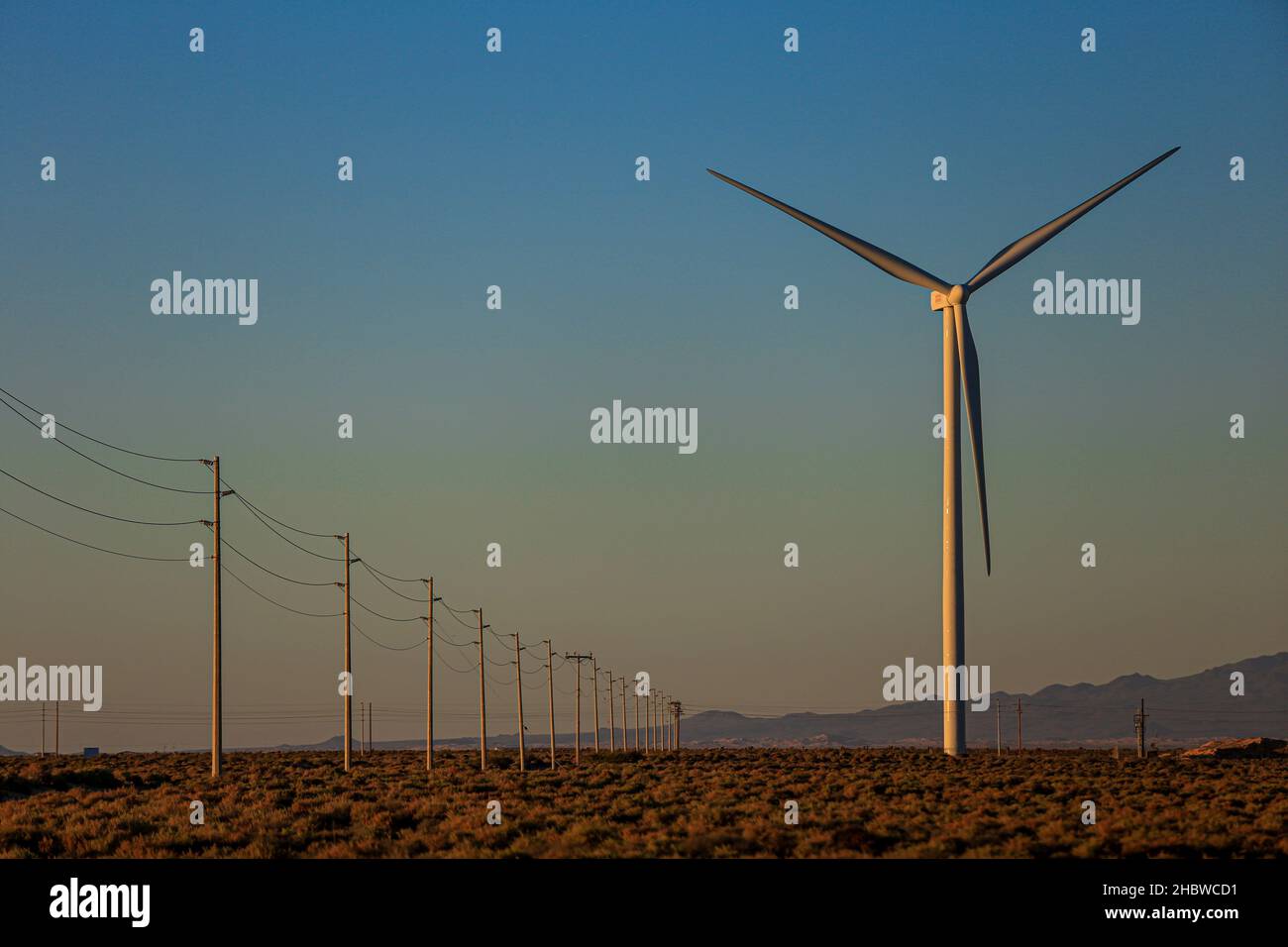 wind power generator in a desert valley in Puerto Peñasco, Mexico ...