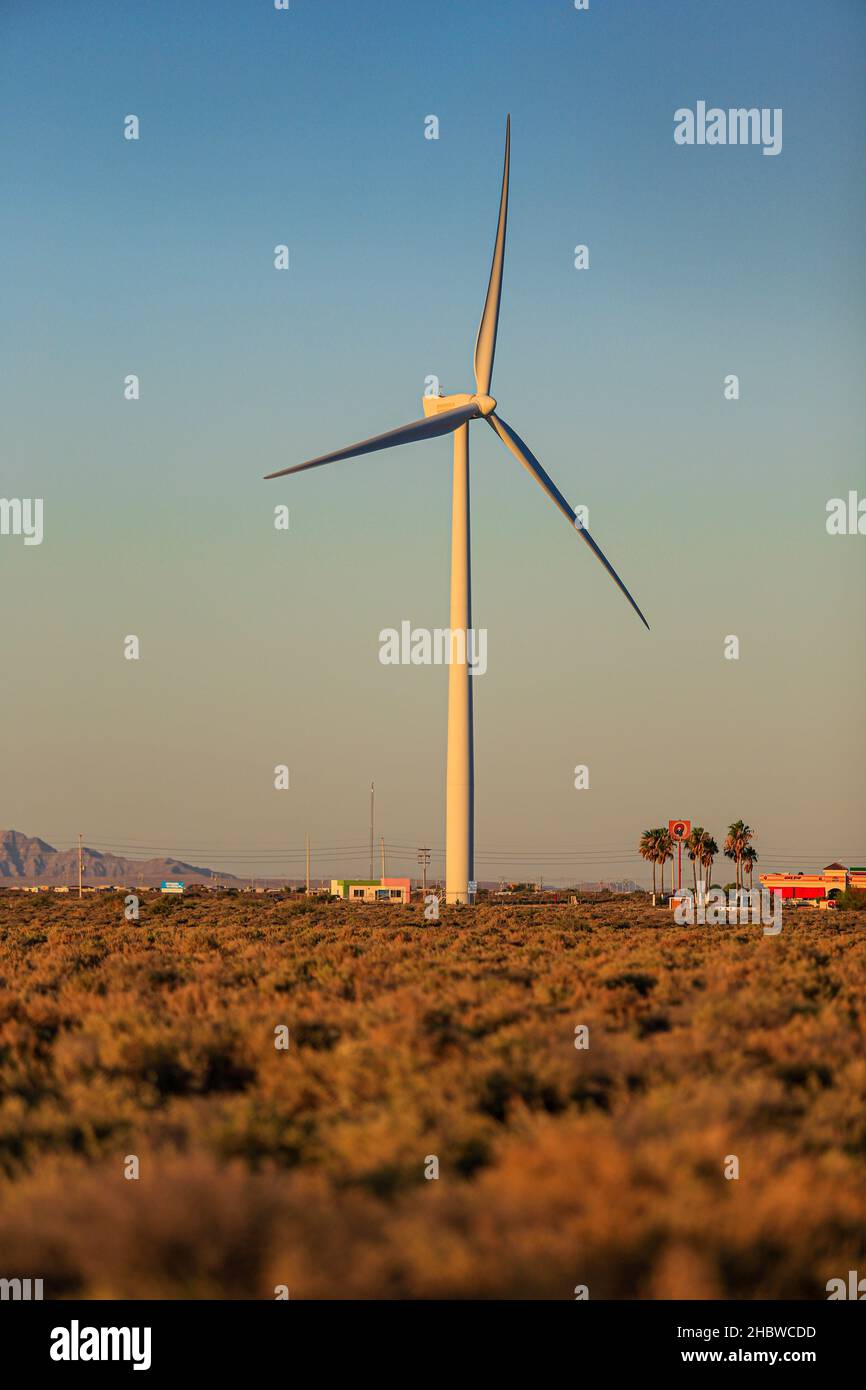 wind power generator in a desert valley in Puerto Peñasco, Mexico ...