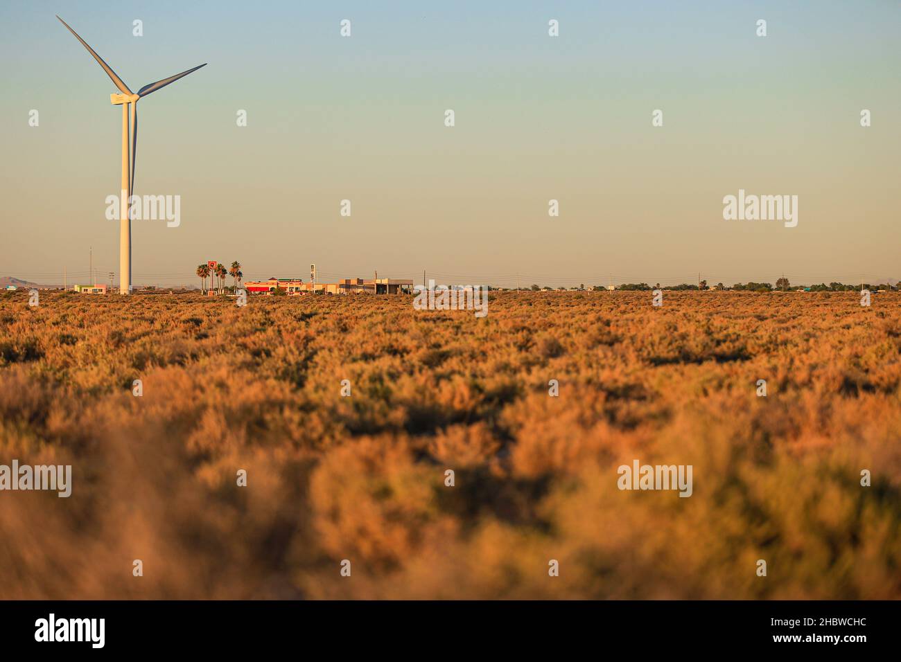 wind power generator in a desert valley in Puerto Peñasco, Mexico ...