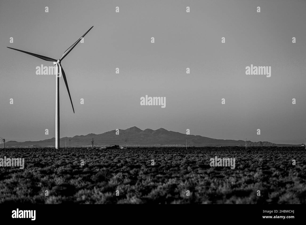 wind power generator in a desert valley in Puerto Peñasco, Mexico ...
