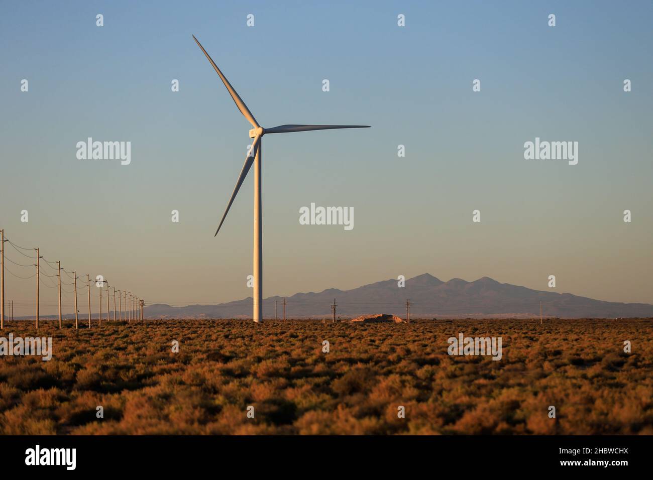 wind power generator in a desert valley in Puerto Peñasco, Mexico ...