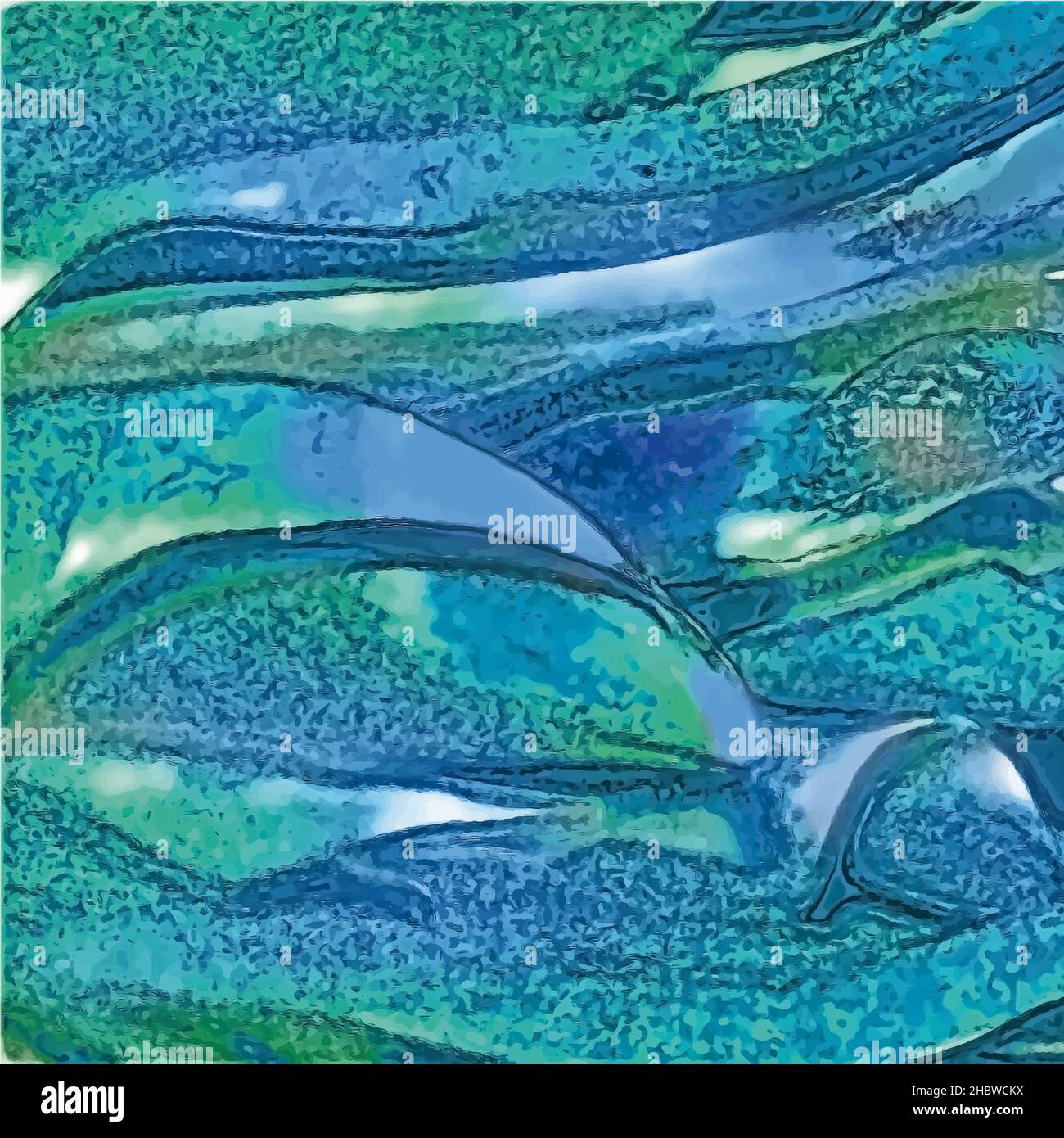 Abstract marine grunge background, turquoise and blue waves. Vector ...