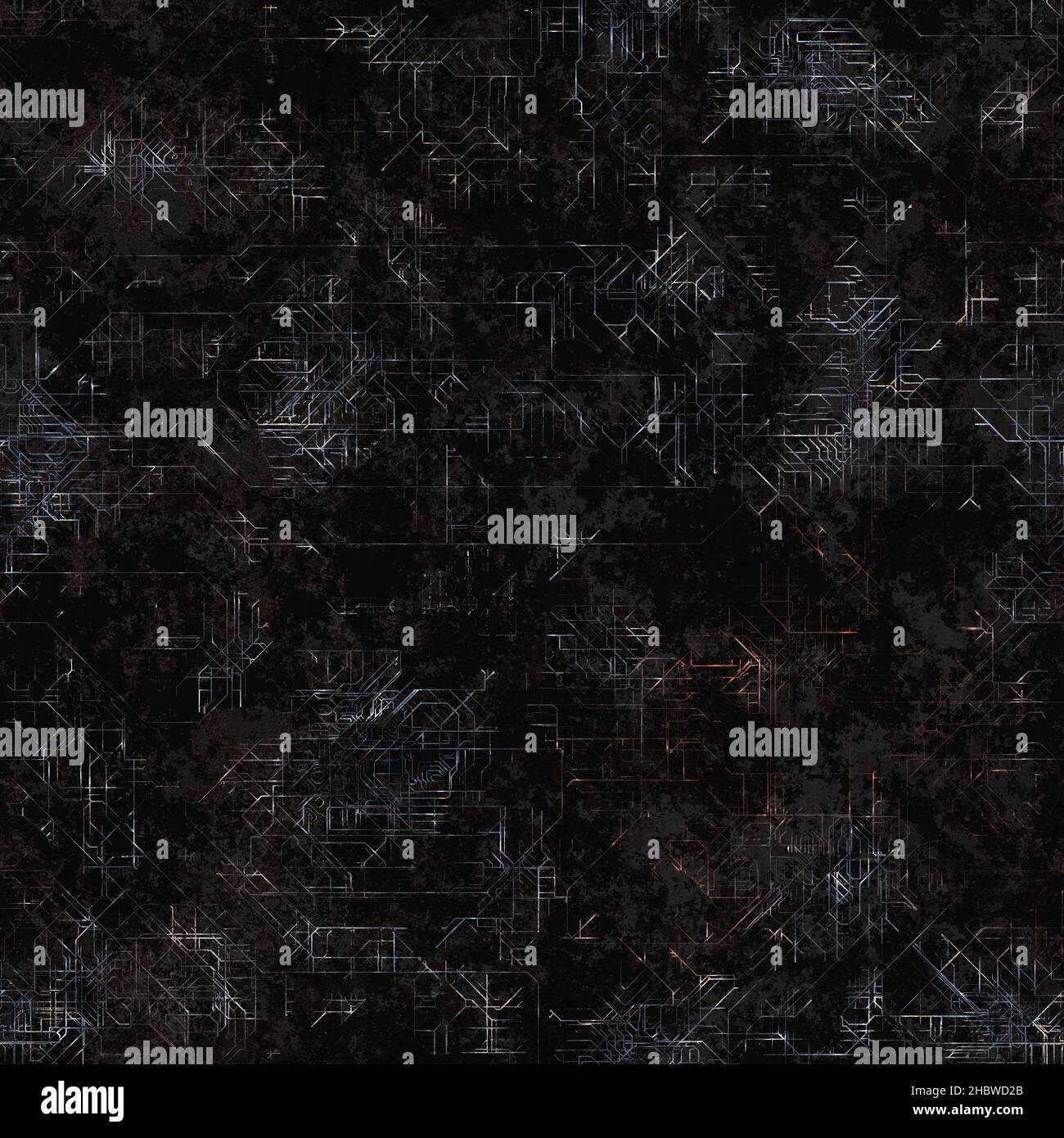 Rusty cyber metal plate with alternative panel layout, derelict old ...