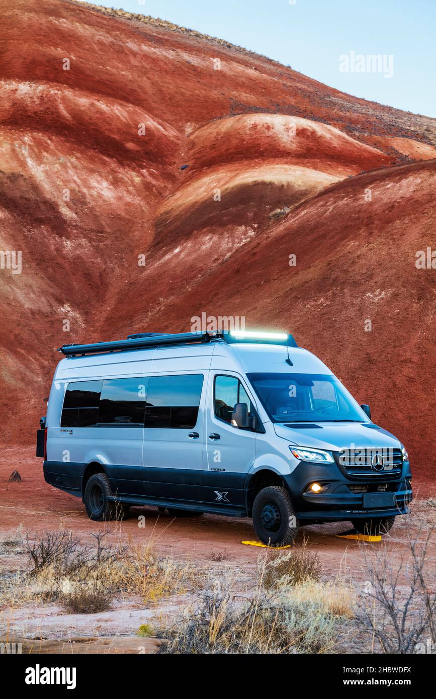 Dusk view of Airstream Interstate 24X 4WD campervan; Painted Hills ...