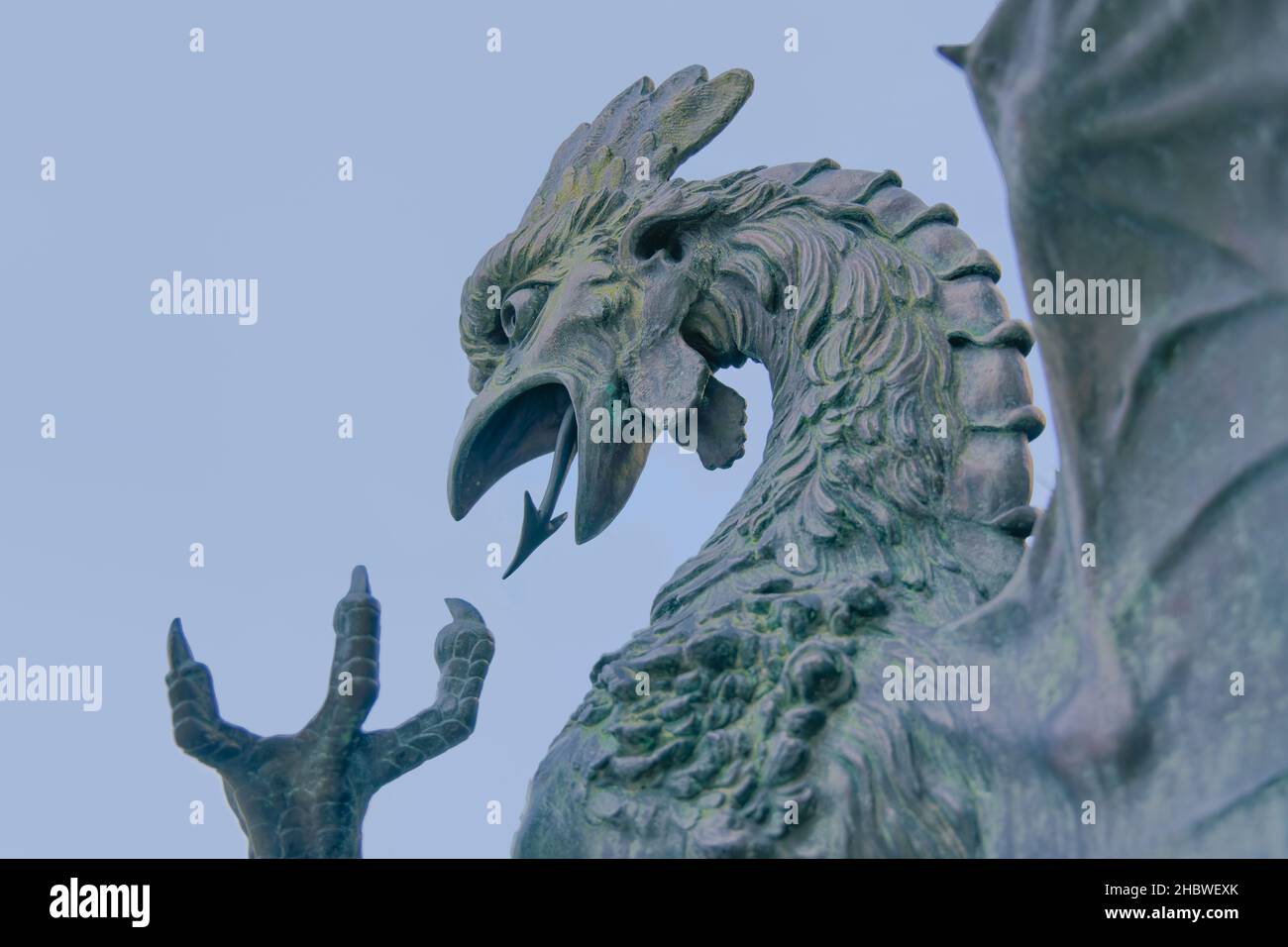 Rijeka Basilisk statue at the Trsat castle court Stock Photo - Alamy