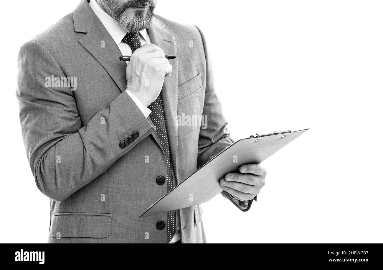 cropped businessman signing contract on folder documents isolated on ...
