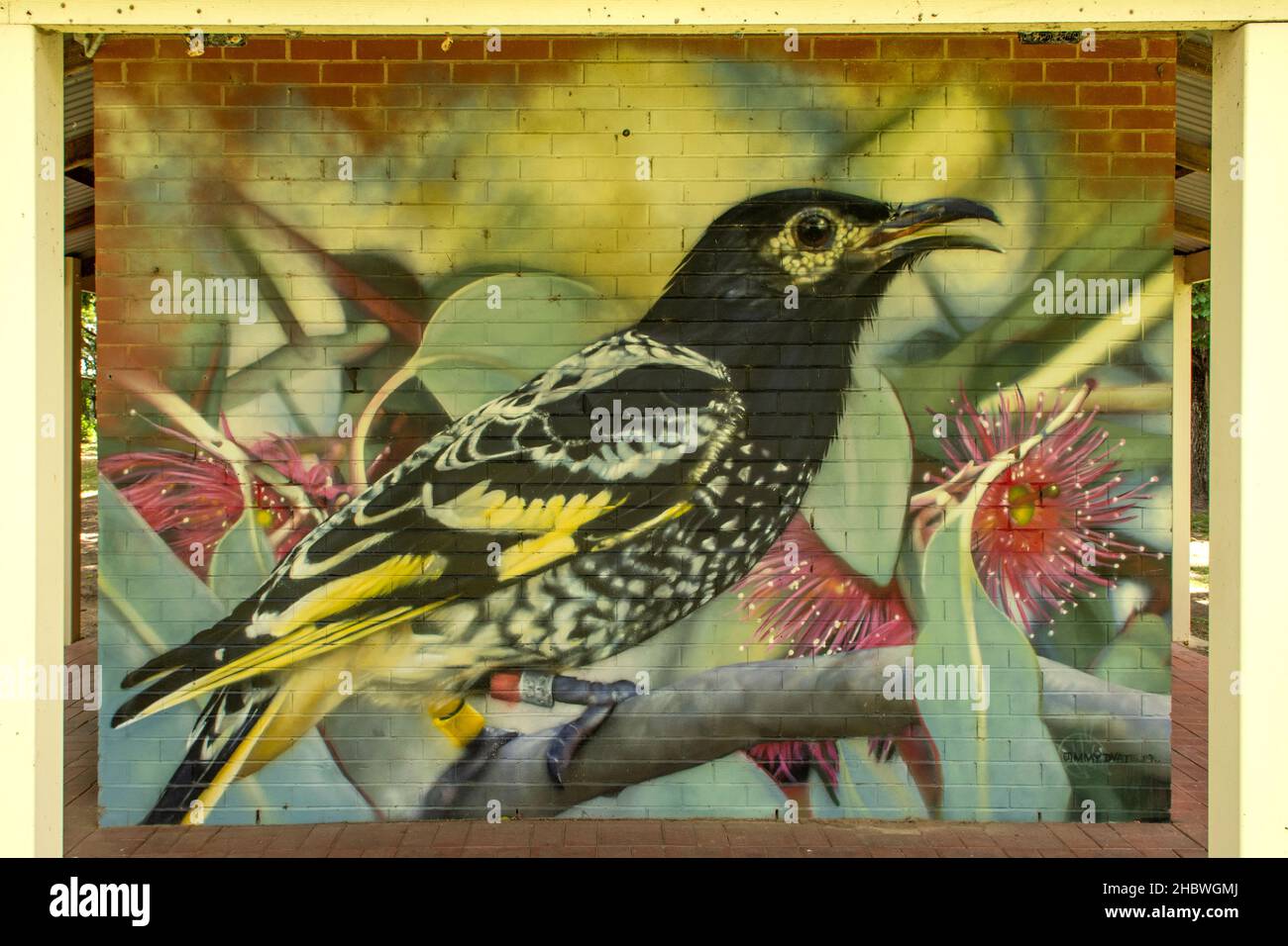 Regent Honeyeater Street Art, Chiltern, Victoria, Australia Stock Photo ...